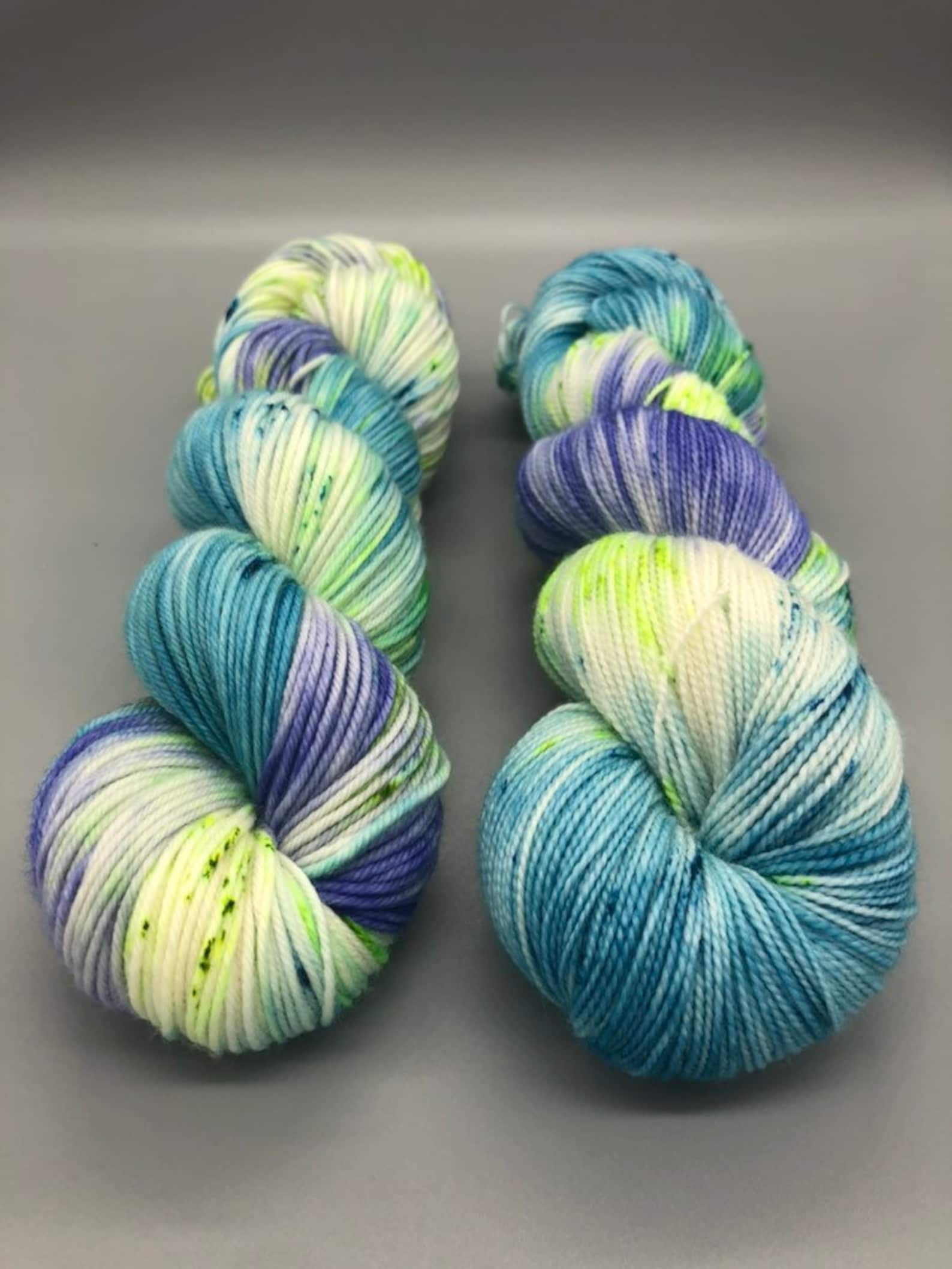 Hand Dyed Yarn Superwash Merino Wool Blue Purple Green - Etsy