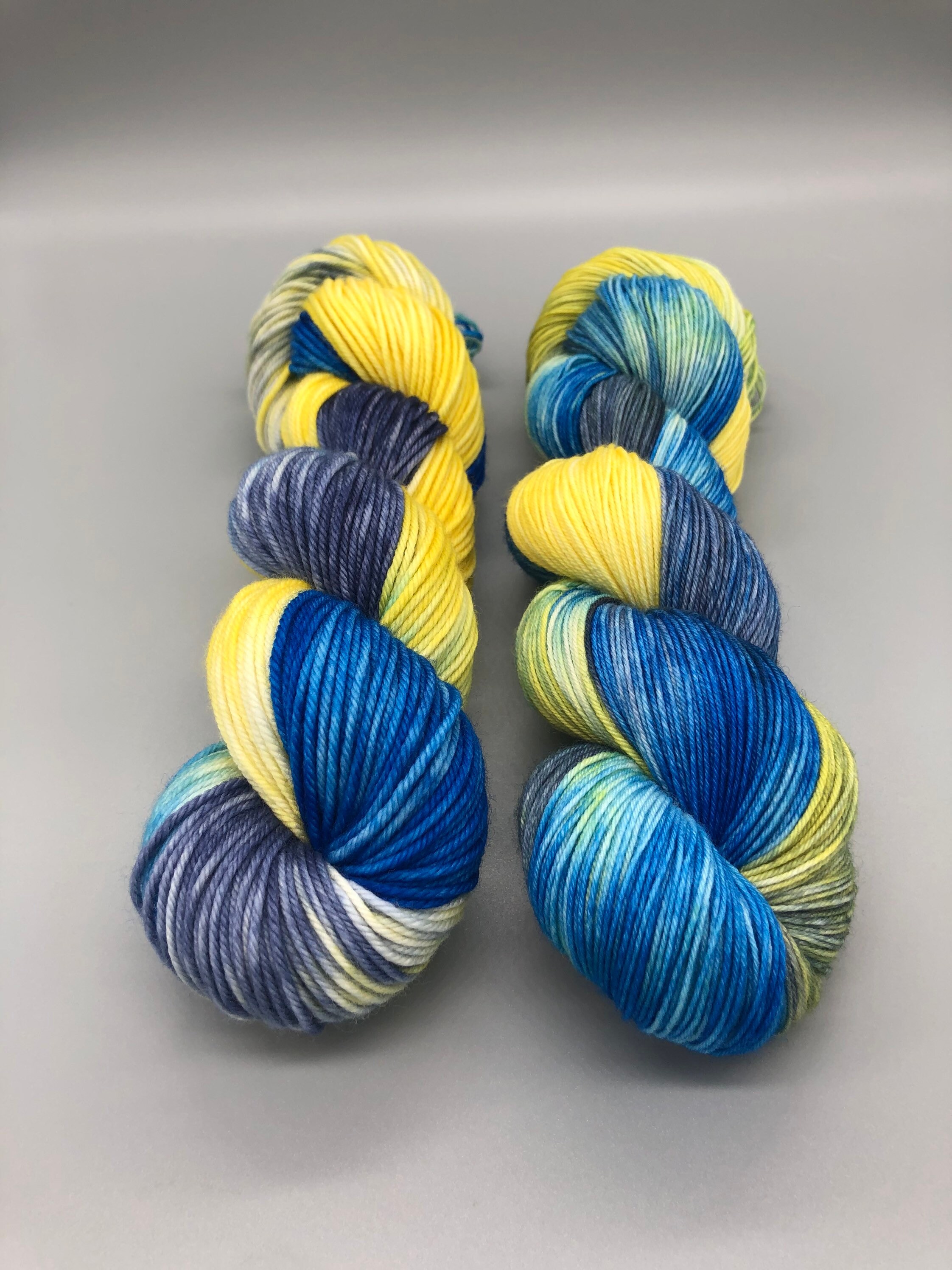 Hand Dyed Yarn Superwash Merino Wool Blue Navy Yellow - Etsy
