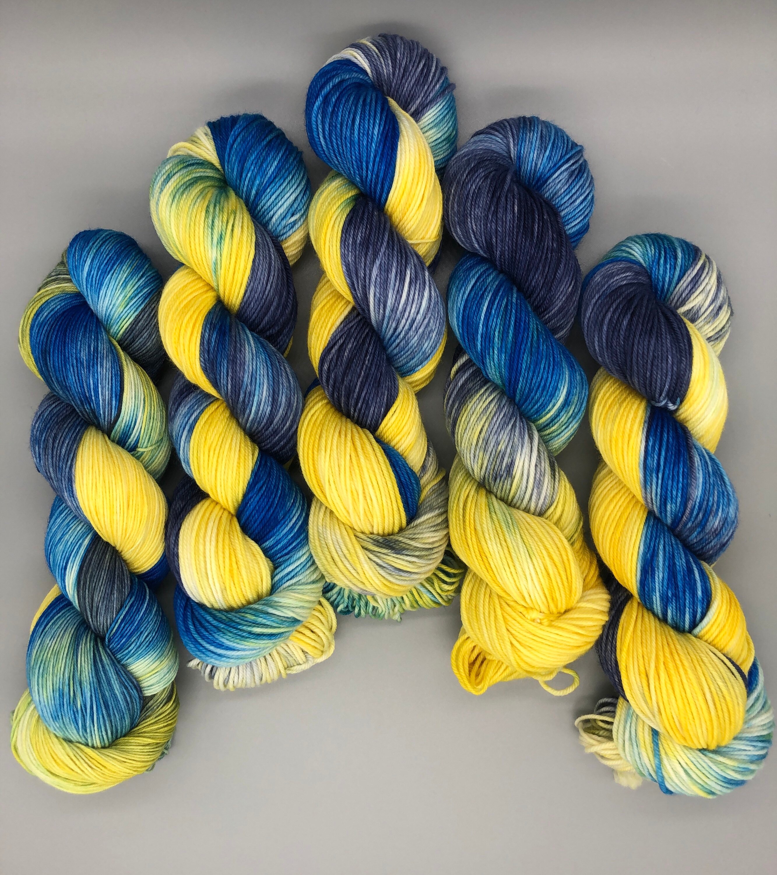 Hand Dyed Yarn Superwash Merino Wool Blue Navy Yellow - Etsy