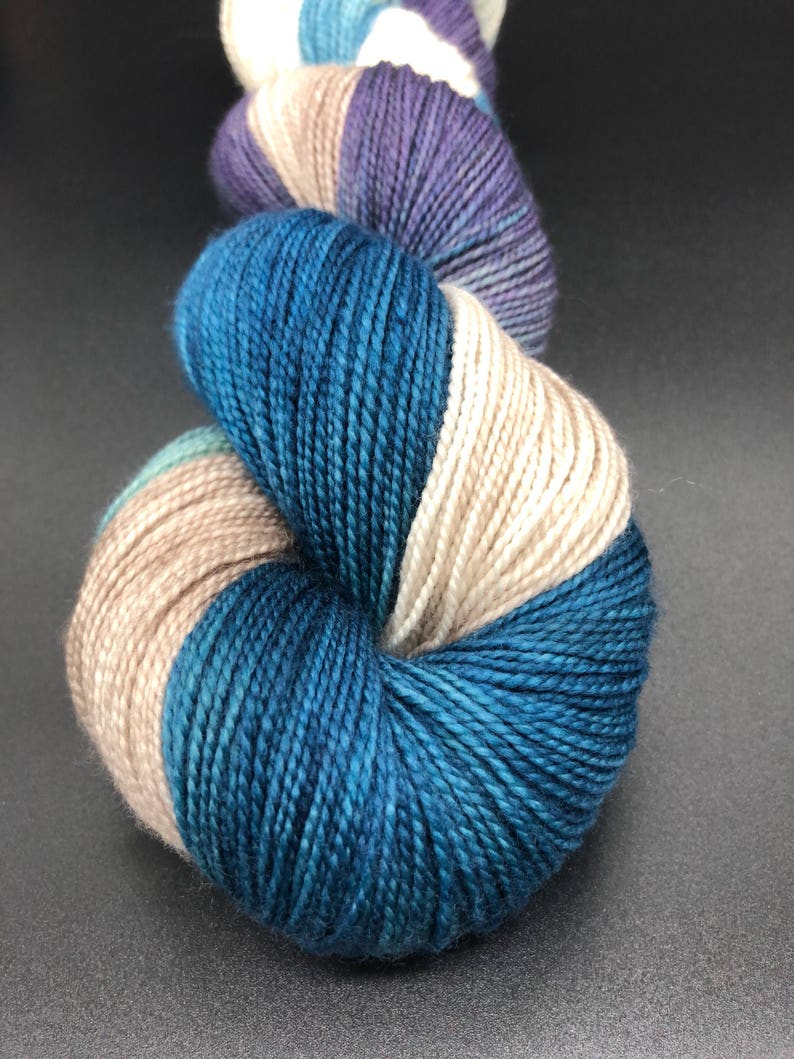 Hand Dyed Yarn, Superwash Merino Wool, Purple Grey, Blue, Brown ...