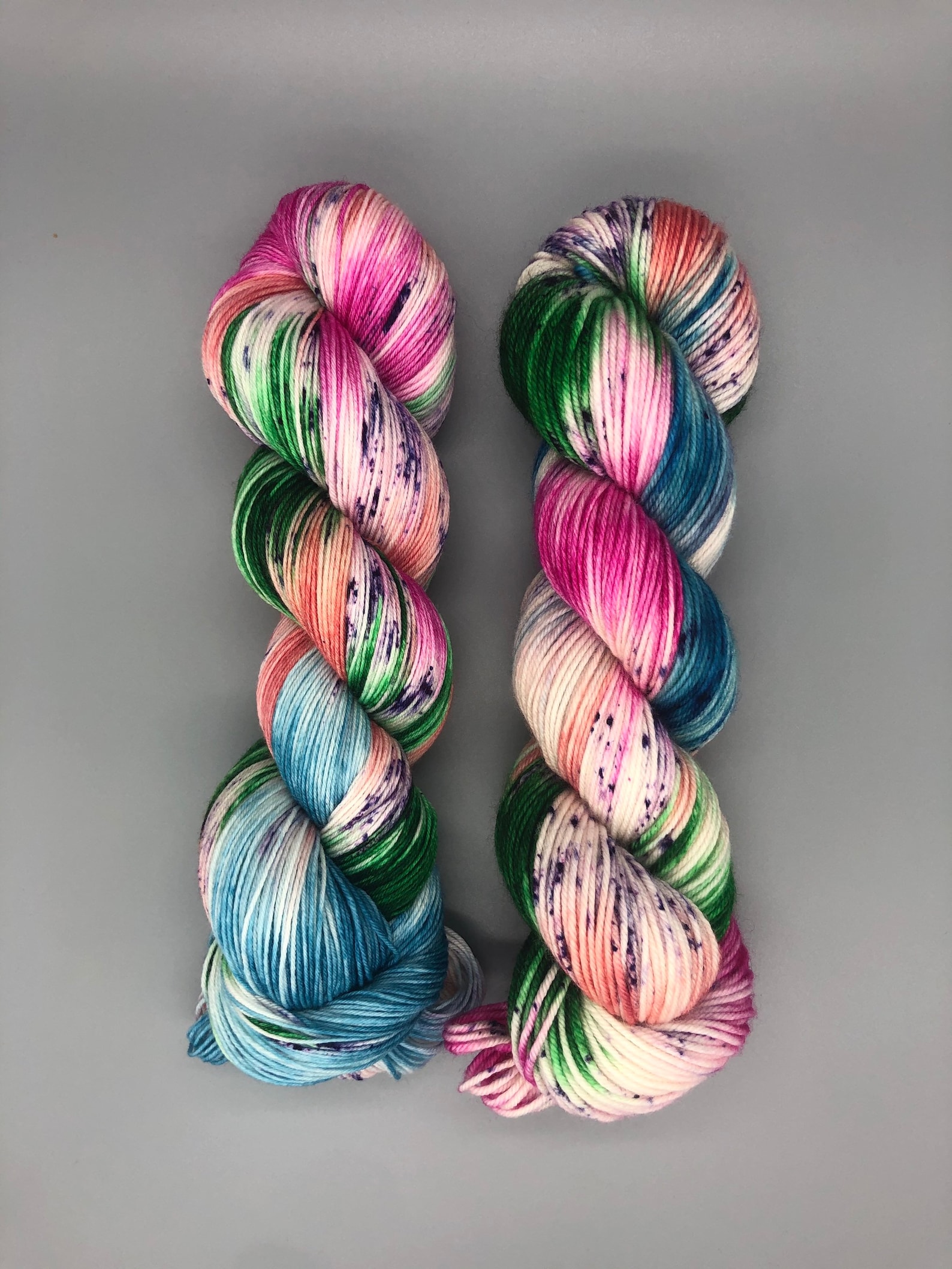 Hand Dyed Yarn Superwash Merino wool Pink Peach Blue | Etsy