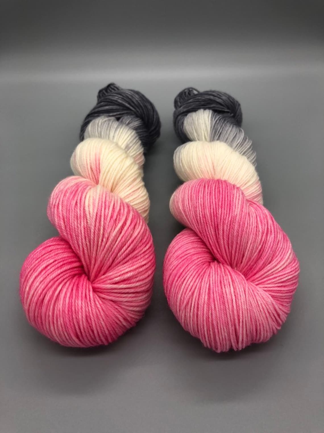 Hand Dyed Yarn Superwash Merino wool Pink White Gray | Etsy