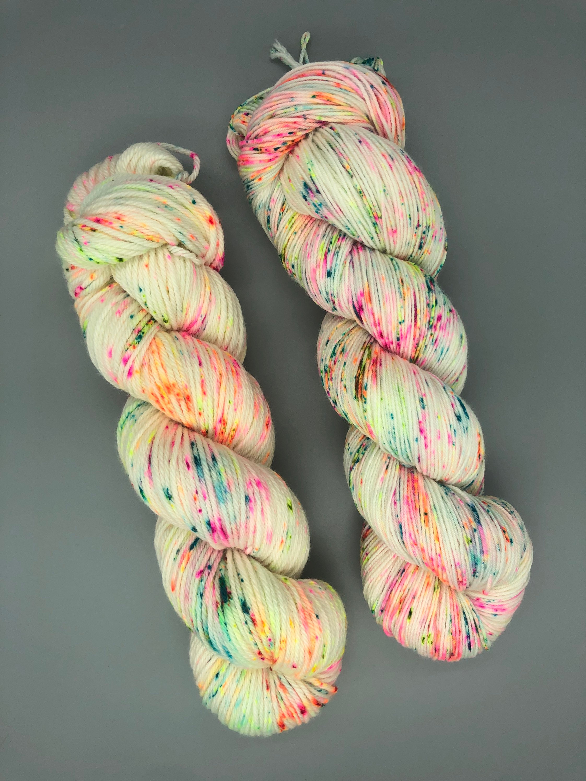 Hand Dyed Yarn Superwash Merino Wool Fluorescent Speckled | Etsy