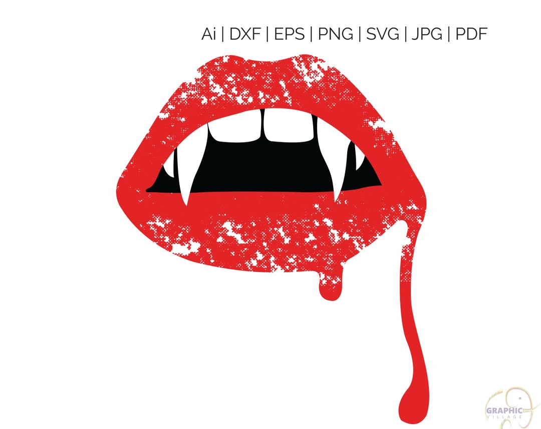 Vampire Lip SVG EPS. Vector Clipart Digital Silhouette and - Etsy