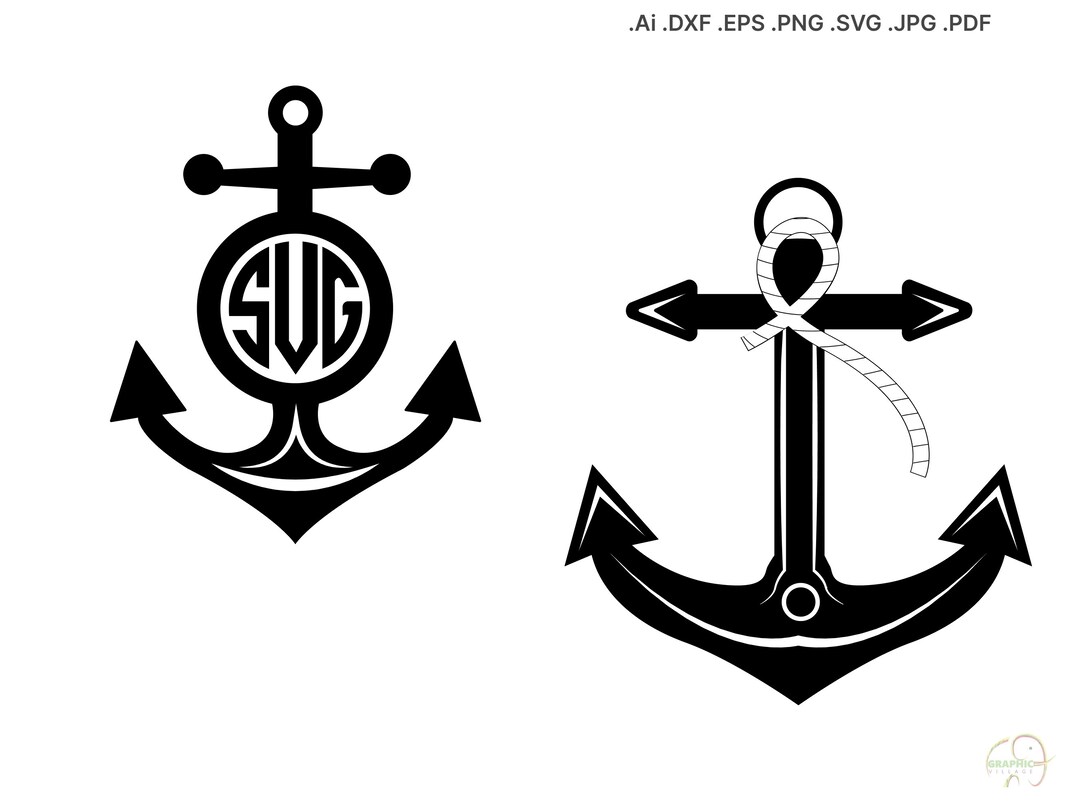 Anchor SVG, EPS. Vector Clipart Digital Silhouette and Cricut Cut ...