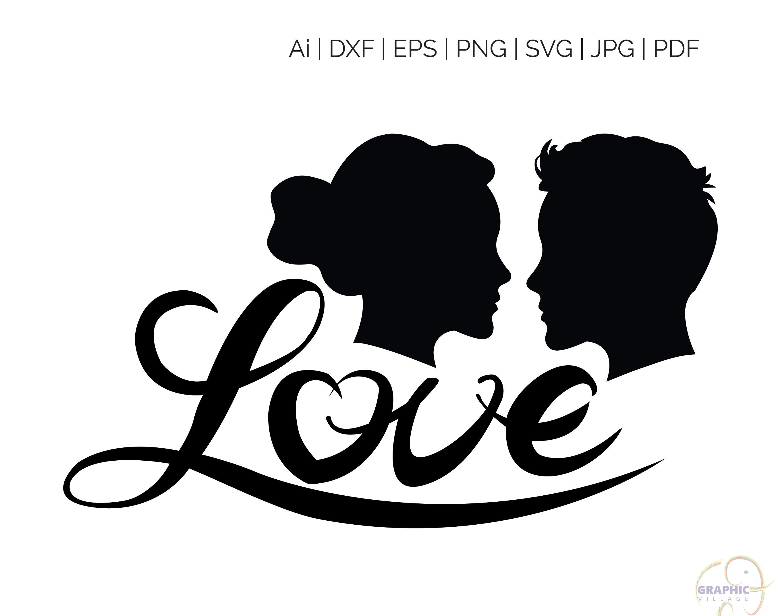 Amour Couple SVG Vector Clipart numérique Silhouette et - Etsy France