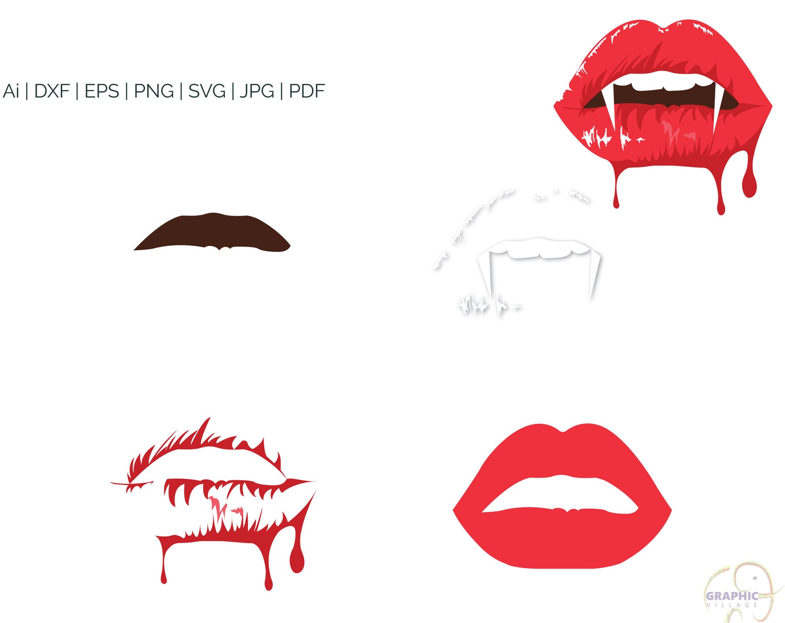 Vampire Lips SVG EPS. Vector Clipart Digital Silhouette and - Etsy