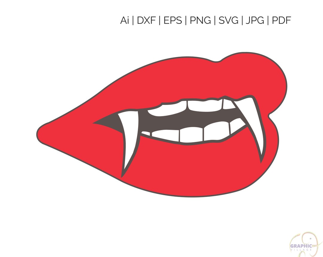 Vampire Lip SVG EPS. Vector Clipart Digital Silhouette and - Etsy