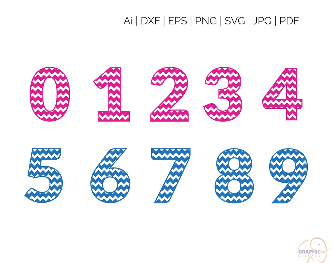 Chevron Numbers SVG EPS. Vector Clipart Digital Silhouette - Etsy