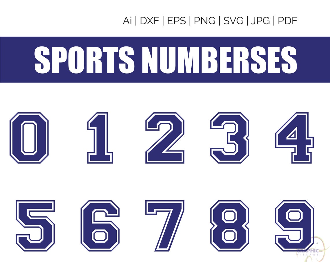 Sports Numbers SVG EPS. Vector Clipart Digital Silhouette and | Etsy