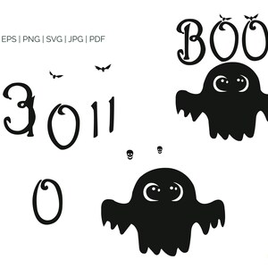 Halloween Boo SVG EPS. Vector Clipart Digital Silhouette and - Etsy