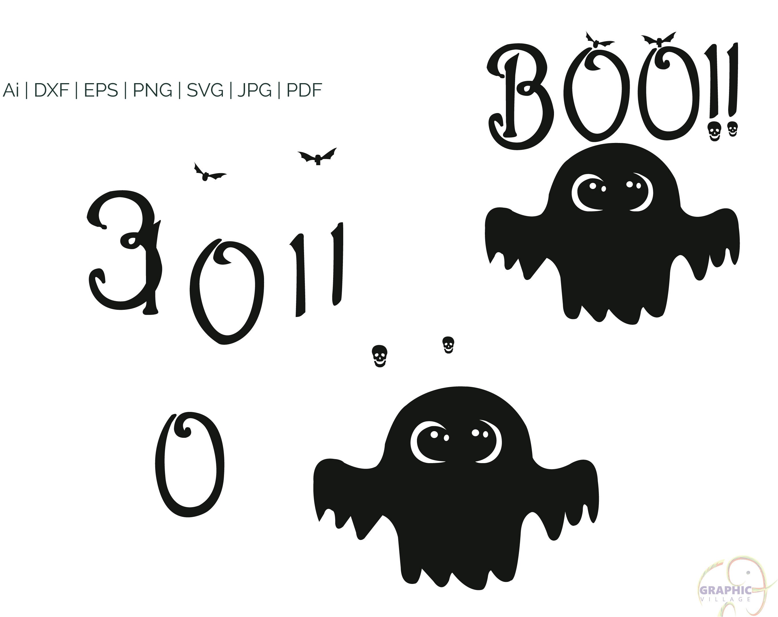 Halloween Boo SVG EPS. Vector Clipart Digital Silhouette and | Etsy
