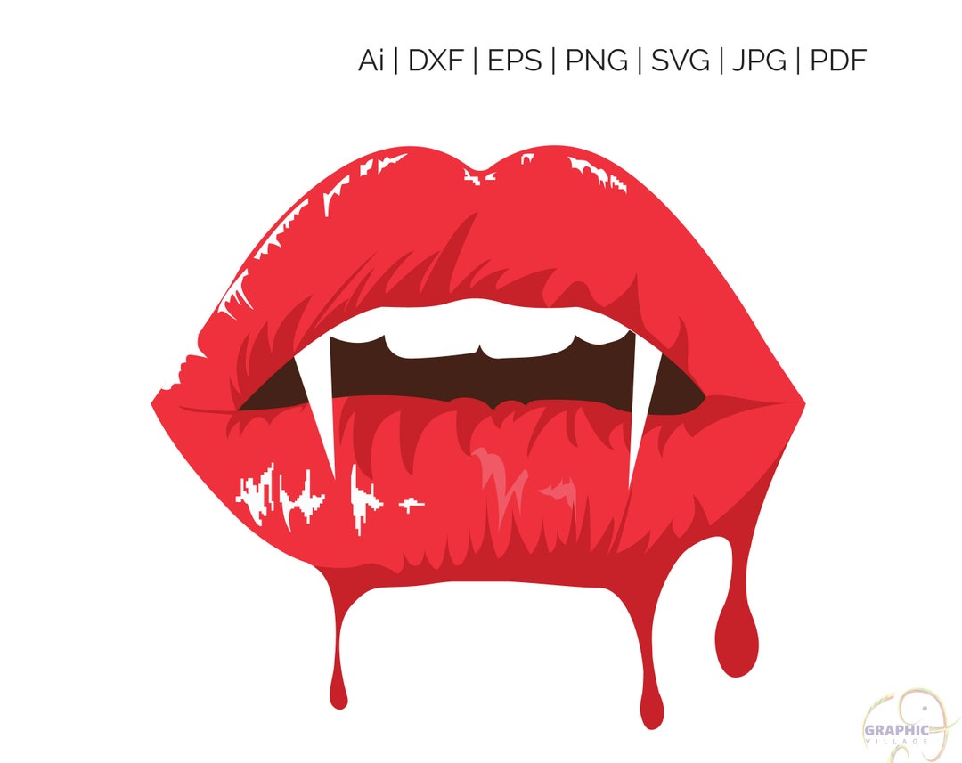 Vampire Lips SVG EPS. Vector Clipart Digital Silhouette and - Etsy ...