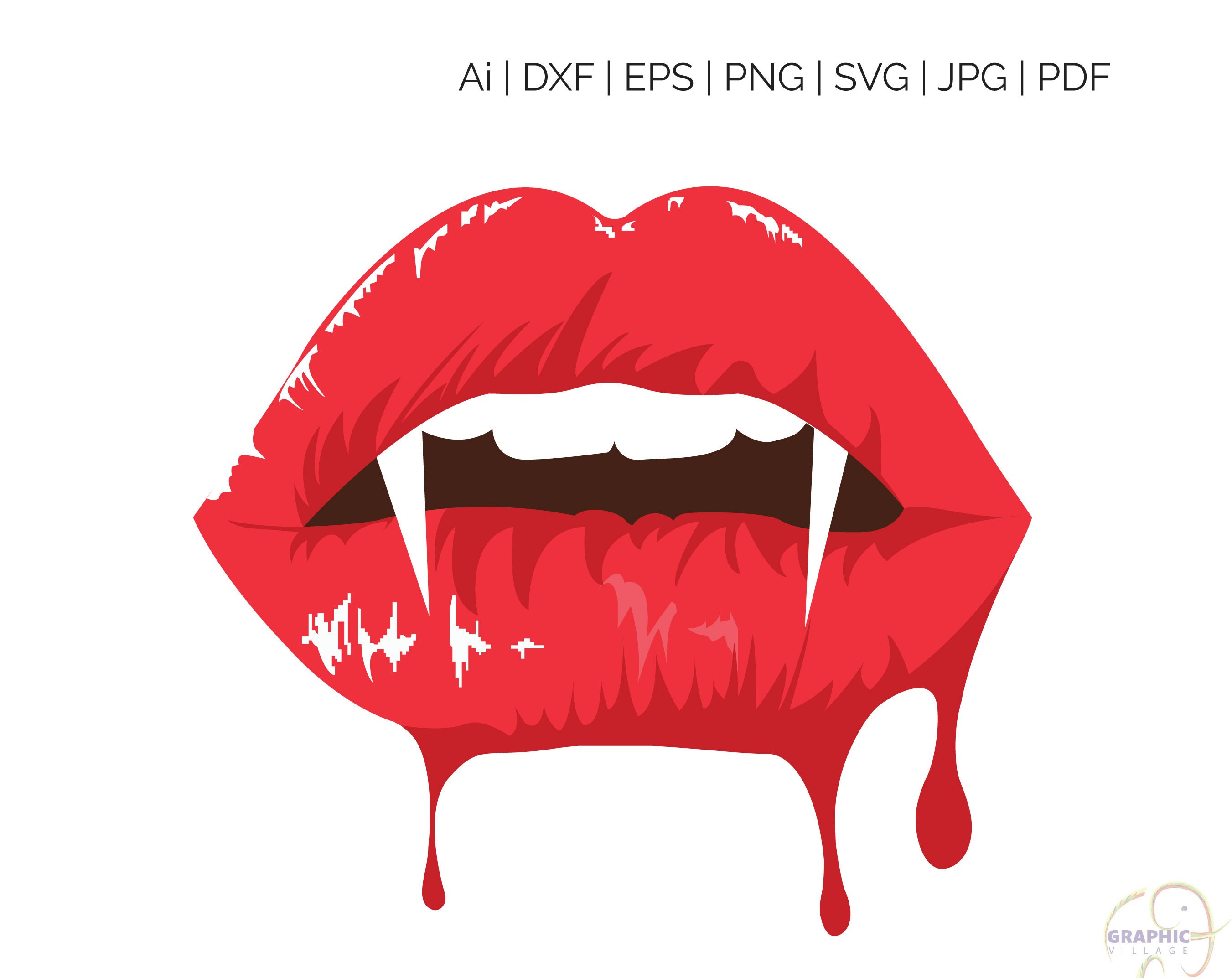 Vampire Lips SVG EPS. Vector Clipart Digital Silhouette and | Etsy