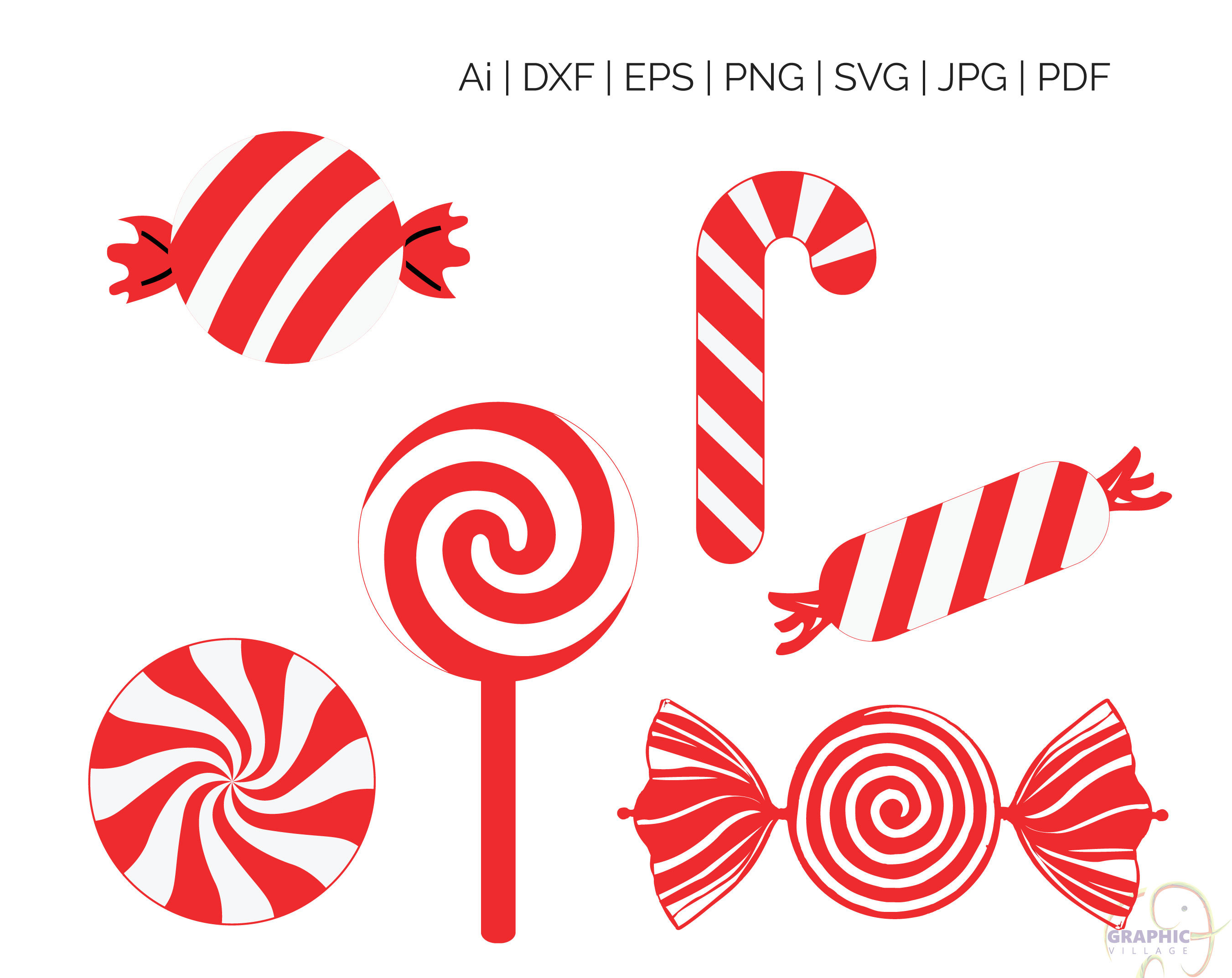 Holiday Candy SVG Clipart Digital Silhouette y cricut Cut | Etsy