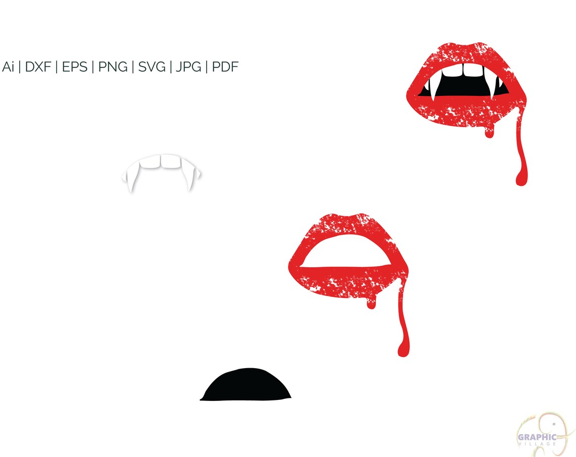 Vampire Lip SVG EPS. Vector Clipart Digital Silhouette and - Etsy