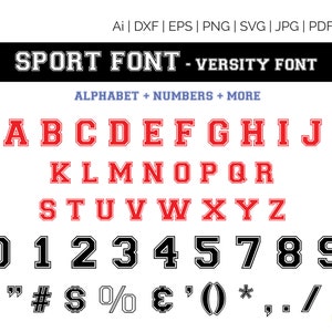 Varsity Font SVG EPS. Vector Clipart Digital Silhouette and - Etsy ...