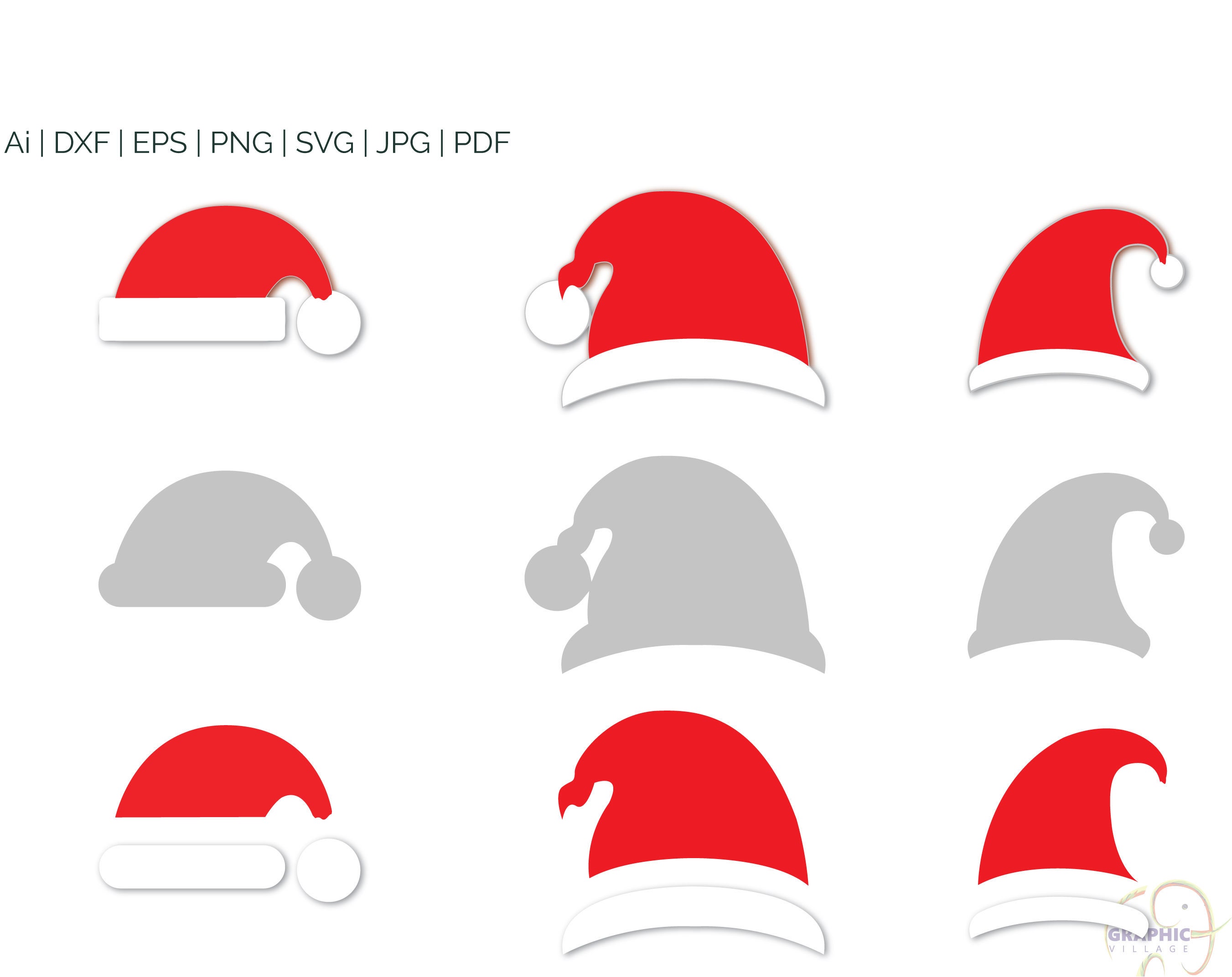 Christmas Santa Hat SVG Digital Silhouette and Cricut Cut - Etsy Australia