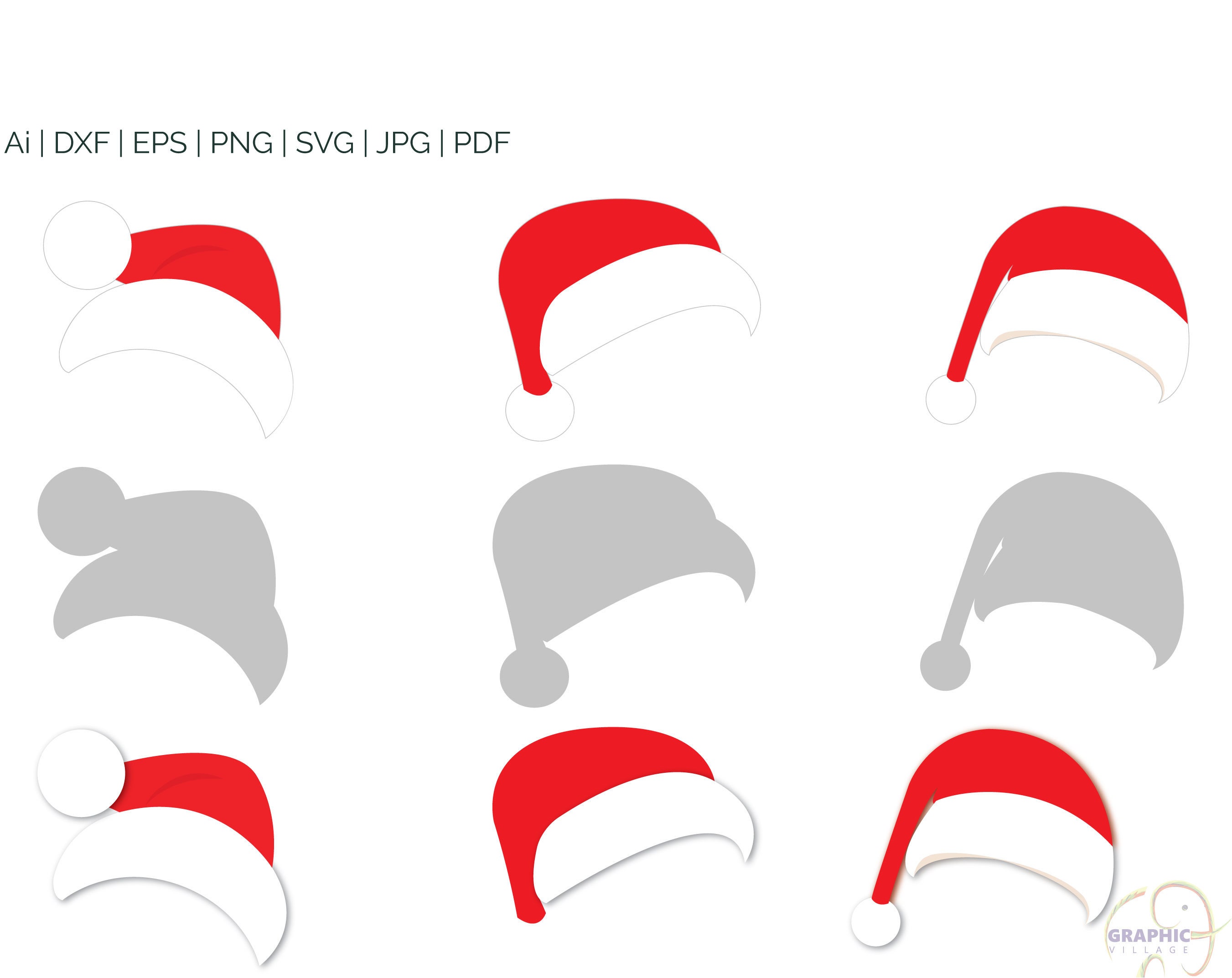 Christmas Santa Hat SVG Digital Silhouette and Cricut Cut - Etsy Australia