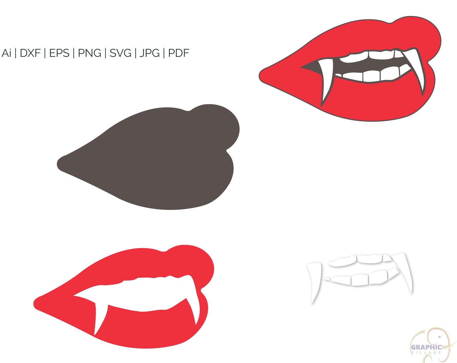 Vampire Lip SVG EPS. Vector Clipart Digital Silhouette and - Etsy