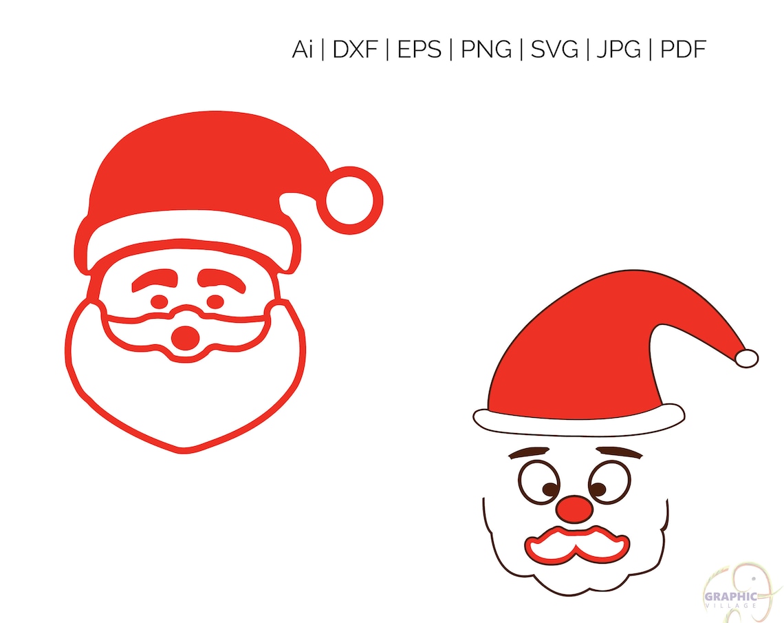 Santa Face SVG Vector Clipart Digital Silhouette and Cricut - Etsy