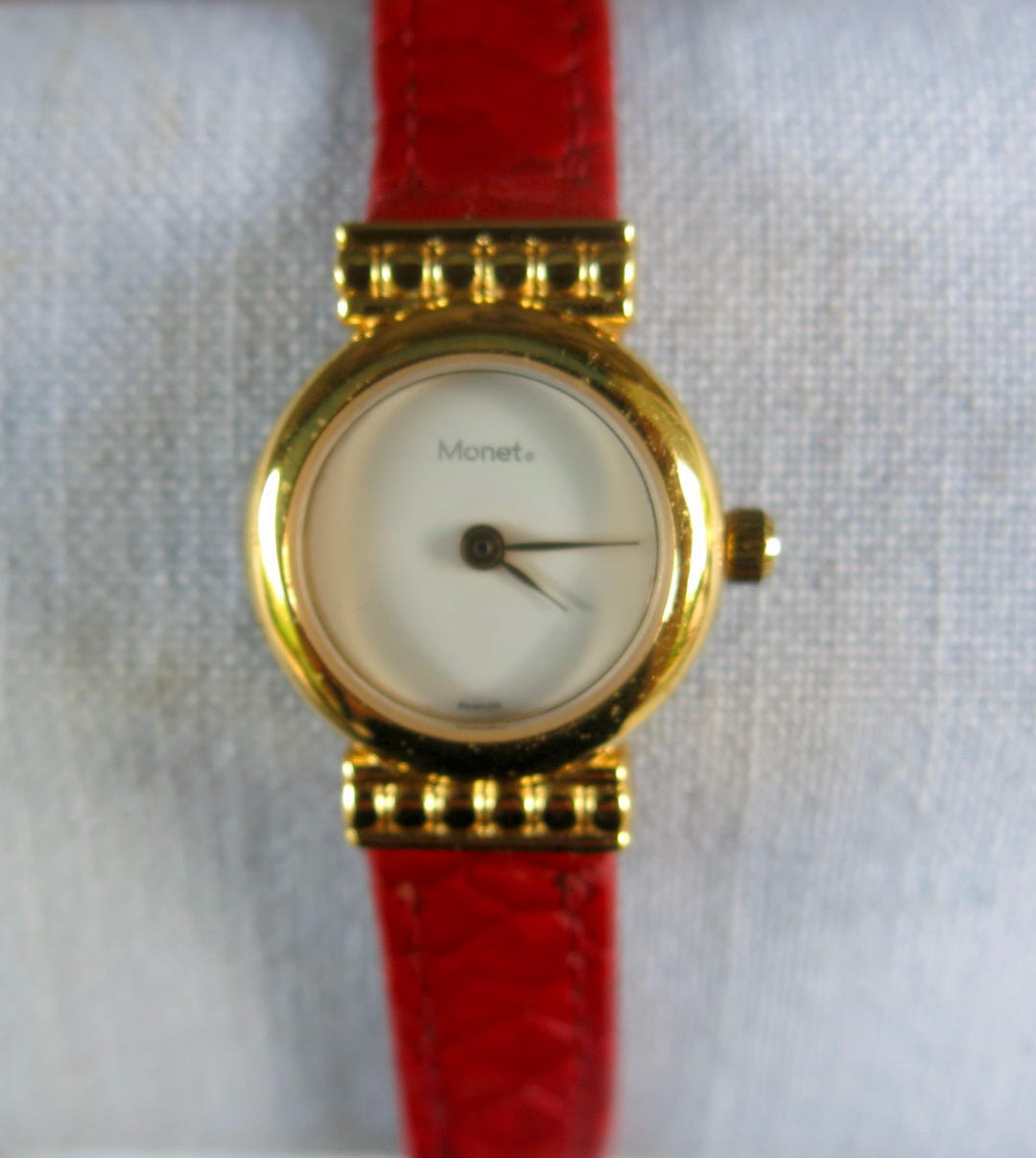 Vintage Monet Quartz Ladies Watch Red Reptile Leather Band - Etsy