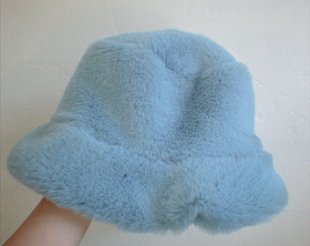 Light Blue Fuzzy Bucket Hat - Etsy