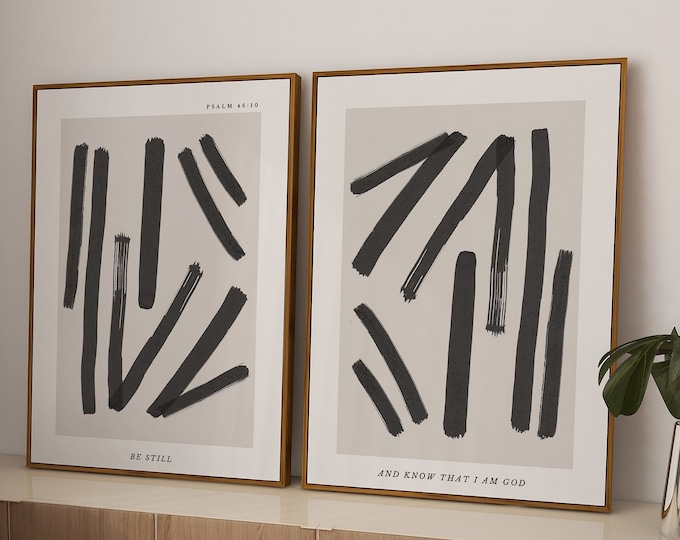 Abstract Scripture Christian Art Prints Psalm 46 Set of 3 PRINTED Be ...