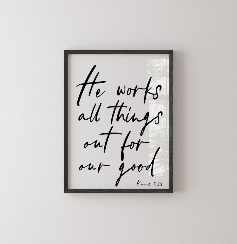 Romans 8:28 Scripture Wall Art Sign | Bible Quote Art | Wall Art Print ...