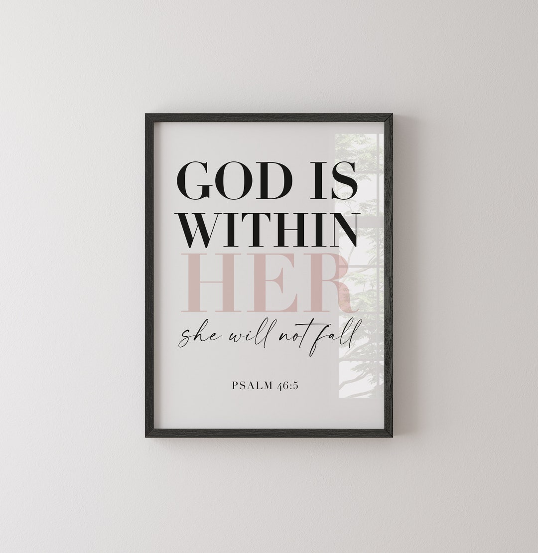 God is Within Her Wall Art Sign | Religious Wall Art | Wall Art Print ...