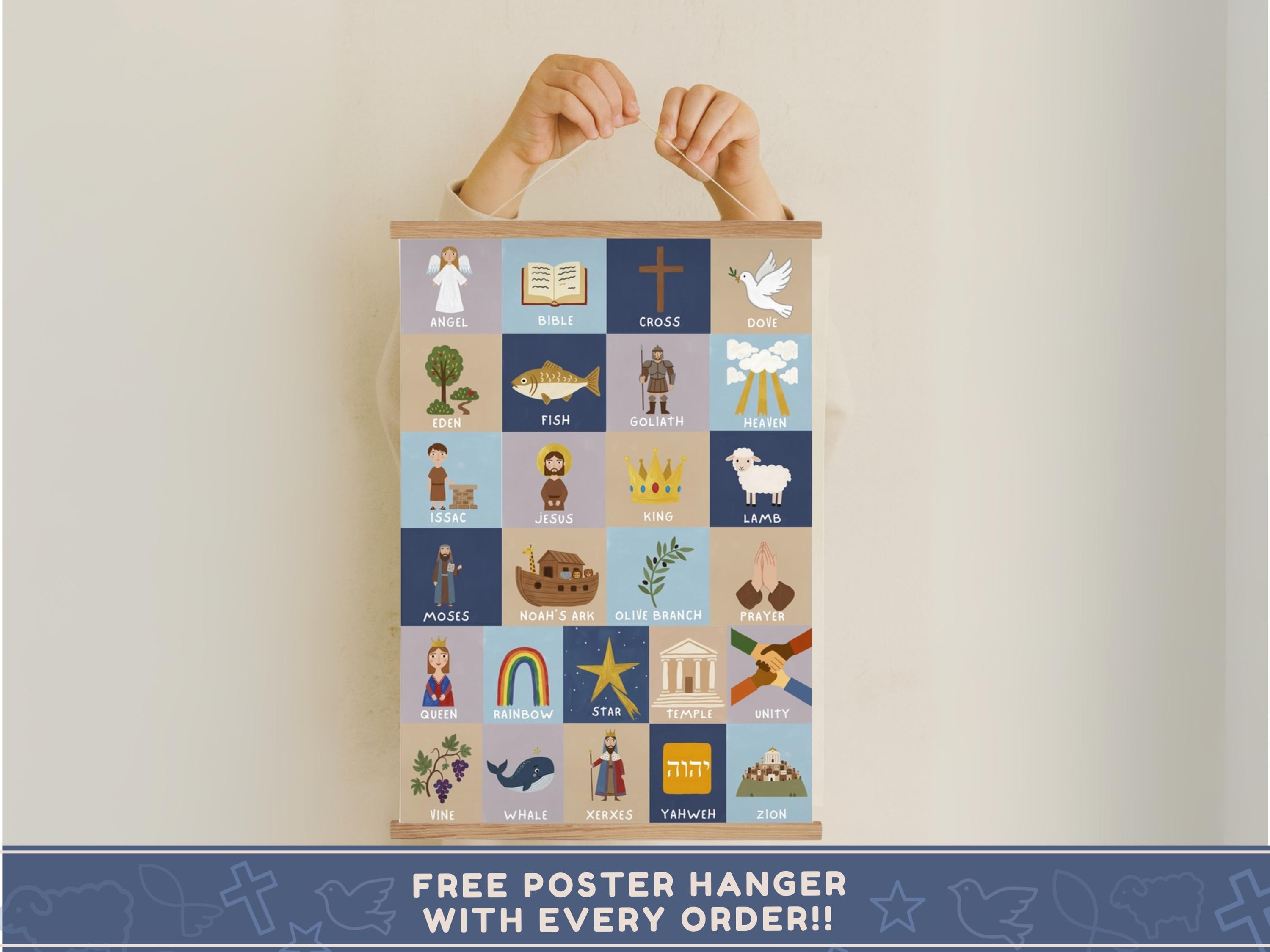 Bible Alphabet Chart Print | Christian Kids Educational Wall Art ...