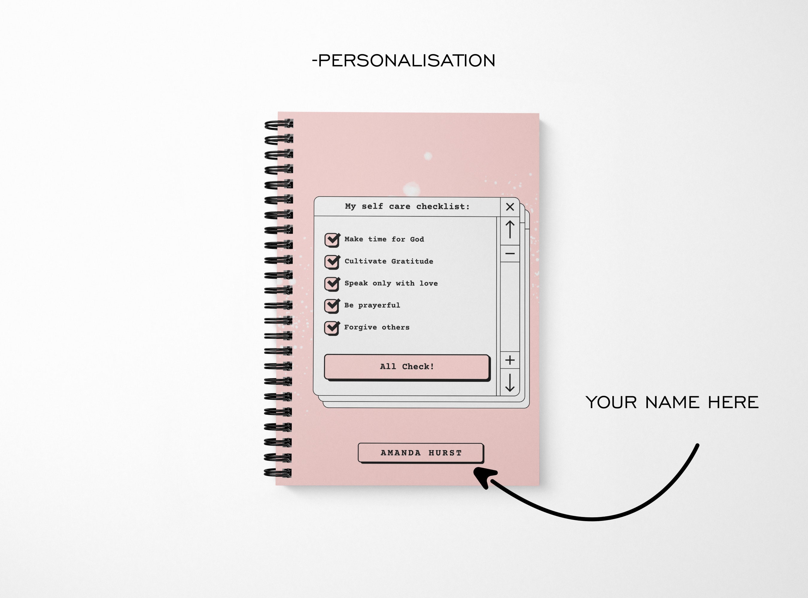 Personalised Self Care Notebook A5 Wire Notebook Self Care Journal ...