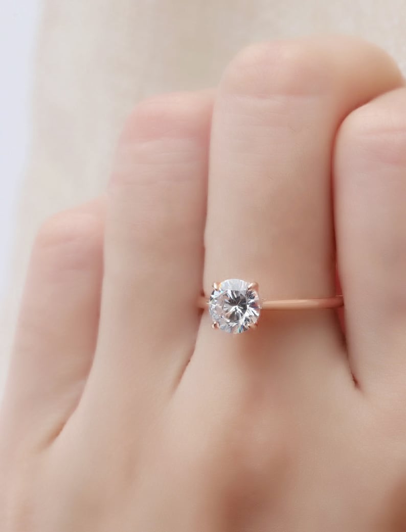 Promise Ring/ 7.0mm Round Cut Moissanite Ring/ Wedding Ring/ 4 | Etsy