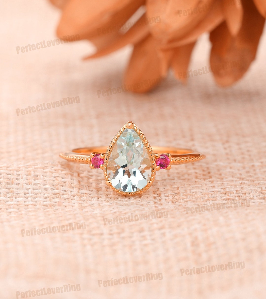 Water Drop Shape Ring/ 6x9mm Pear Cut Natural Aquamarine - Etsy