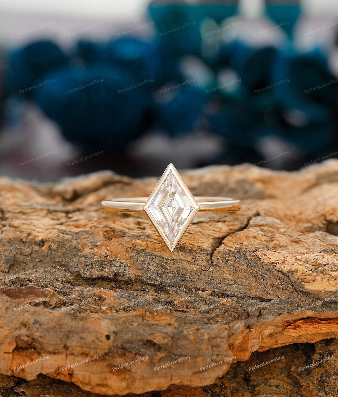 Simple Ring/ 6x10mm Rhombus Cut Moissanite Center/ Solitaire Engagement ...