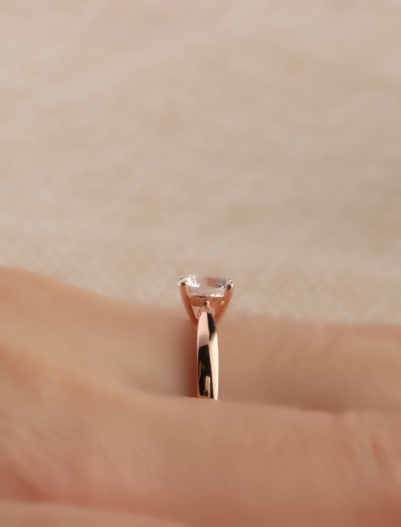 Solitaire Ring/ 6.5mm Round Cut Moissanite/ Engagement Wedding Promise ...