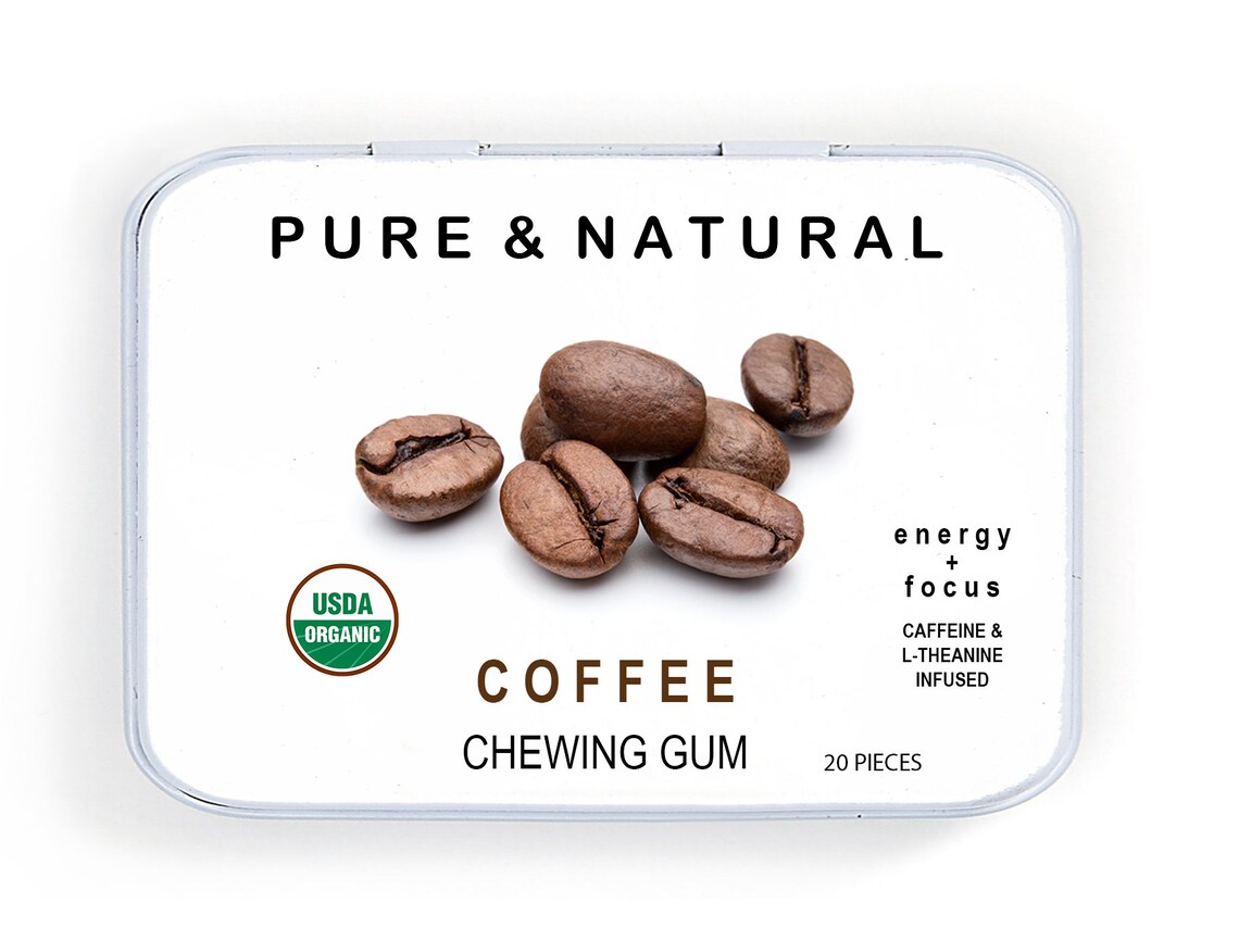 Coffee Chewing Gum Caffeine & L-Theanine Infused Energy | Etsy
