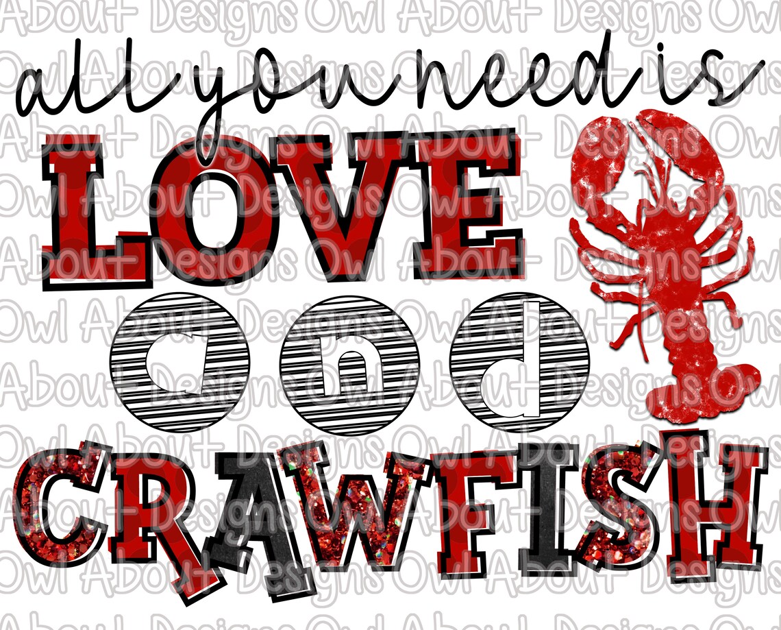 All You Need is Love and Crawfish Patterned Digital Download. - Etsy