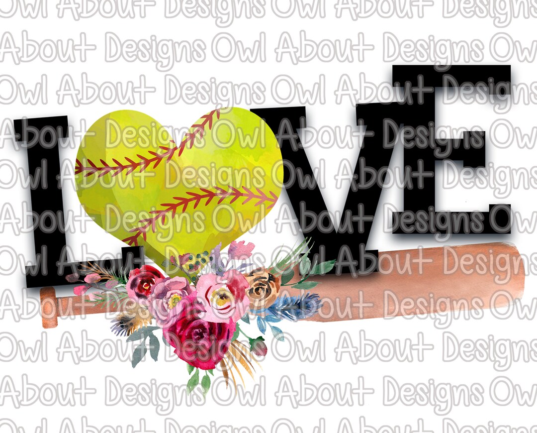 Love Softball Heart Digital Download. Heart. Love. Floral. Flowers ...