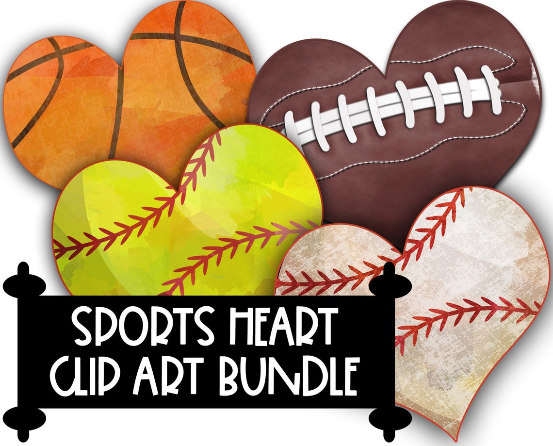Commercial Use Sports Heart Clip Art Bundle Digital Download. - Etsy