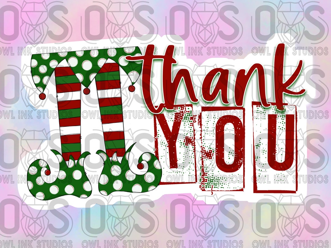Elf Thank You Sticker Digital Design. Printable. PNG. JPEG. Sticker ...