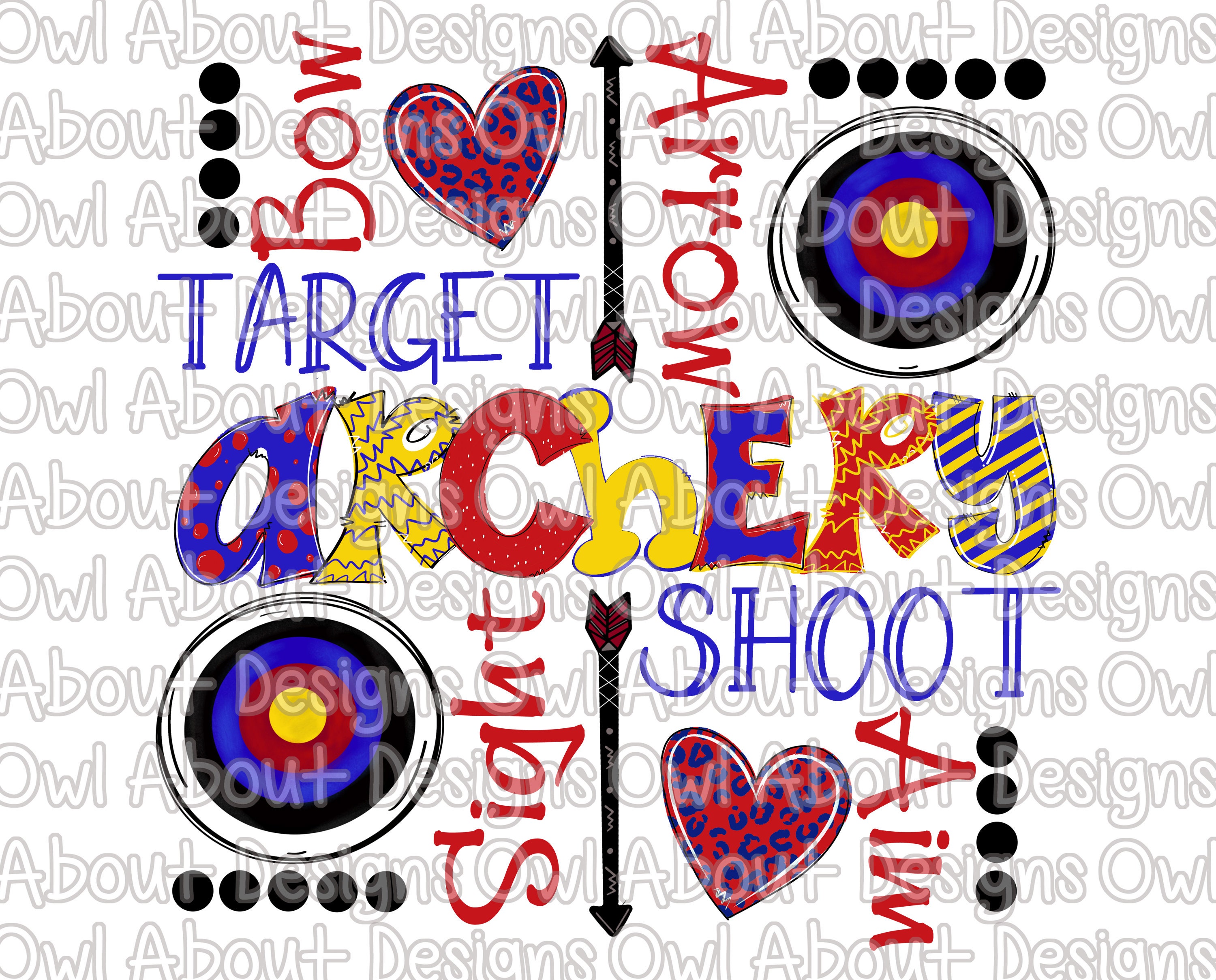 Funky Archery Digital Download. Word Art. Clipart. Sublimation Design ...