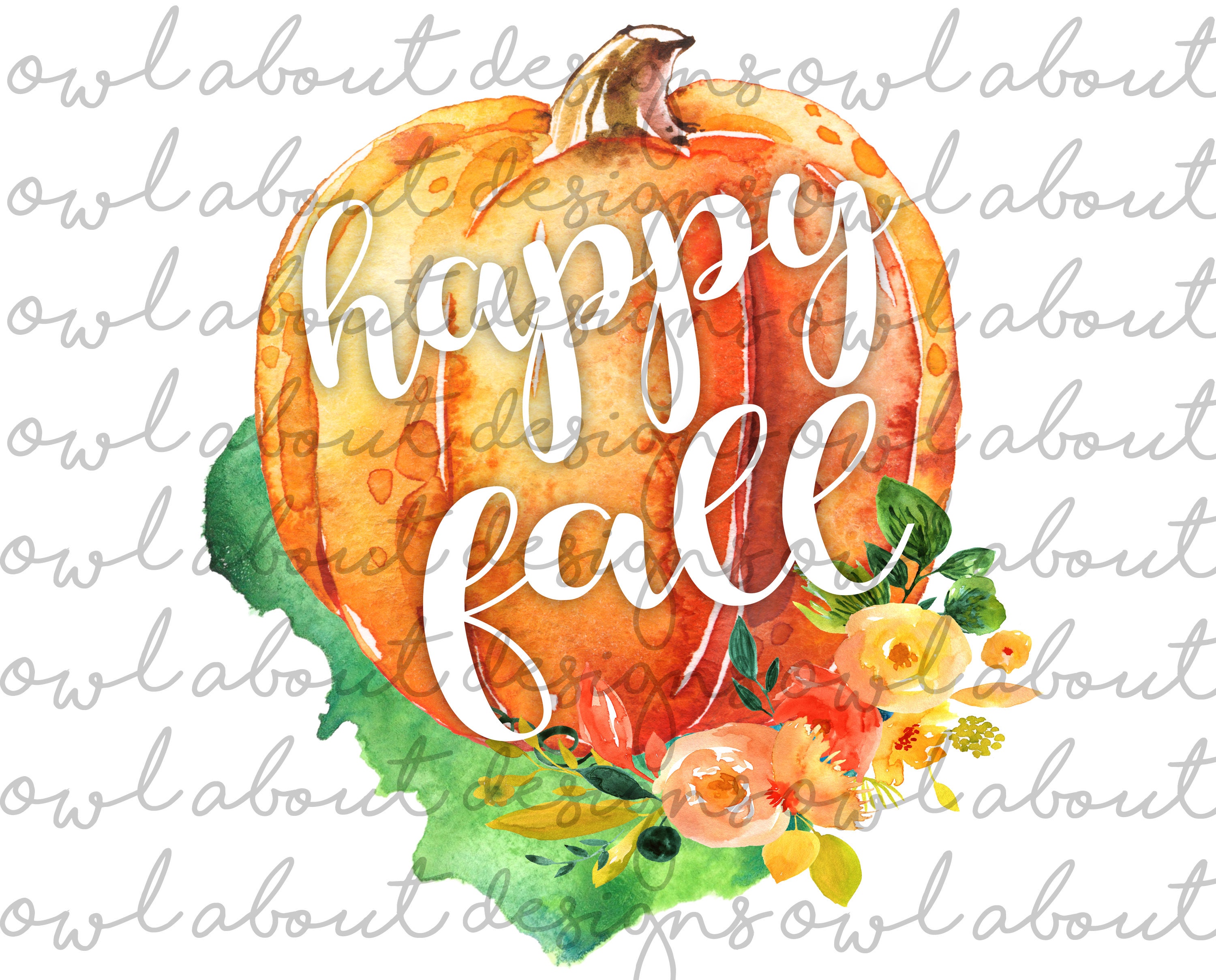 Happy Fall Digital Download. Pumpkin. Floral. Flower. - Etsy