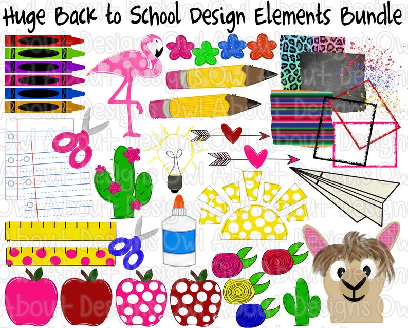 Huge Back to School Design Elements Bundle. 45 Total Elements. - Etsy