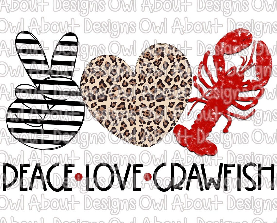 Peace Love Crawfish Digital Download. Stripes. Valentine's | Etsy
