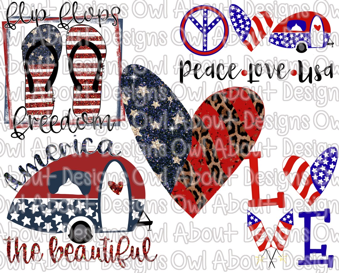 Patriotic Sublimation Bundle Digital Downloads. Flip Flops Freedom ...