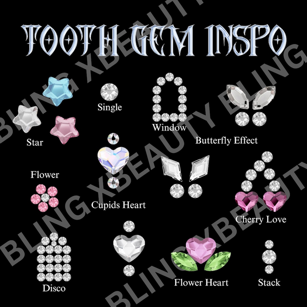 Tooth Gem Design Inspo Sheet, Tooth Gem Tech, Tooth Gem Mock Up, Tooth ...