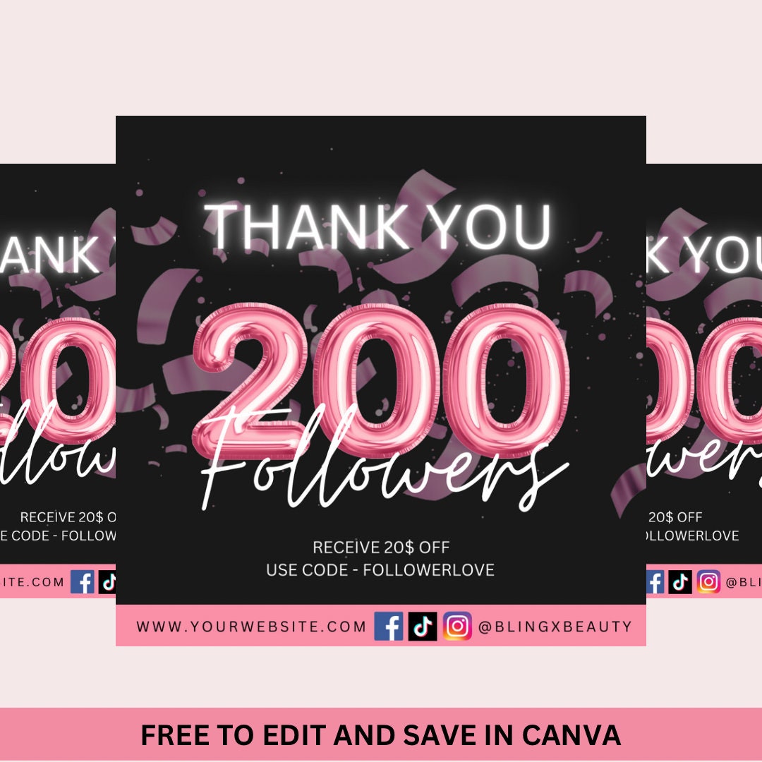 Pink 200 Followers Celebration Flyer, DIY Lashes, Nails, Beauty ...
