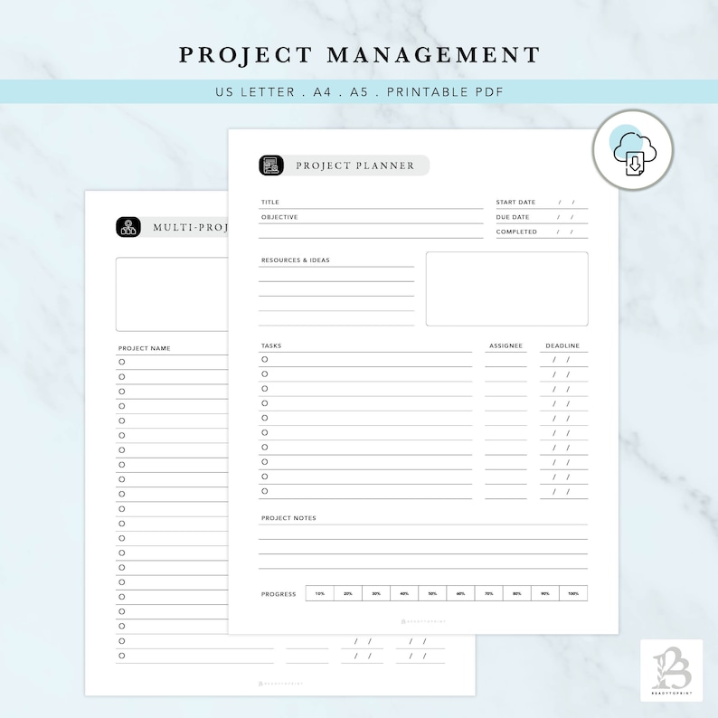 Printable Project Management Templates, Project Planner, Multi Project ...
