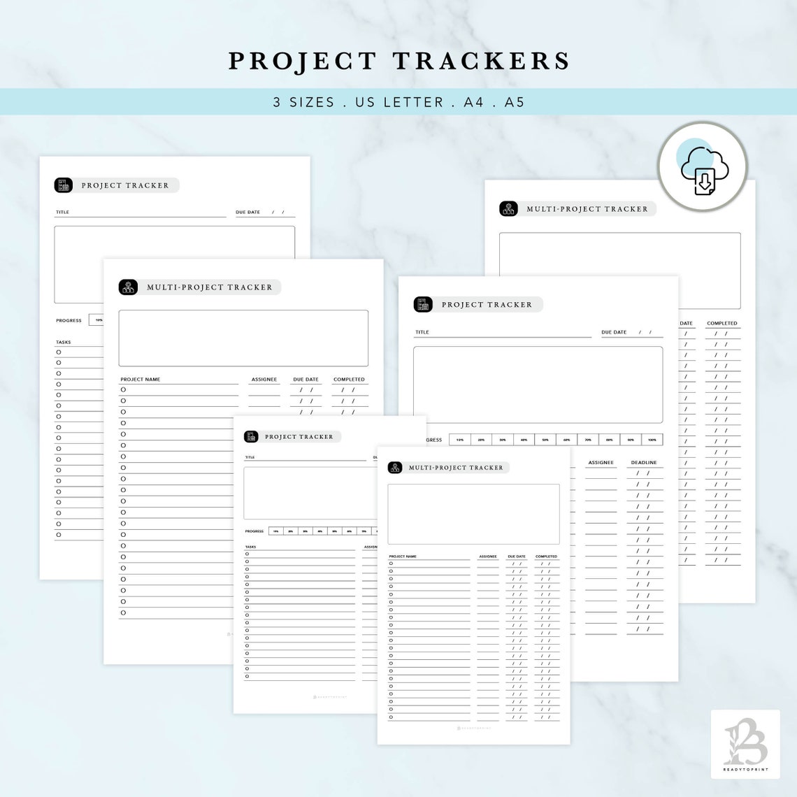 Printable Project Trackers Template, Single Project, Multiple Projects ...